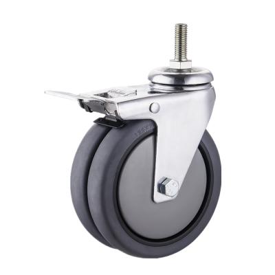 China 5 Inch Industrial M12 Screw-Type Dual Wheel Caster 125mm TPR Wheel with PP Core 120kg Load Capacity for sale