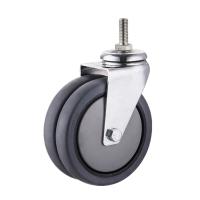 China 5 Inch Industrial M12 Screw-Type Dual Wheel Caster 125mm TPR Wheel with PP Core 120kg Load Capacity for sale