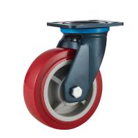 China Heavy Duty Red PU Caster Wheels 4-8 Inch 600kg Load Capacity for Trolley for sale