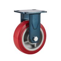 China Heavy Duty Red PU Caster Wheels 4-8 Inch 600kg Load Capacity for Trolley for sale