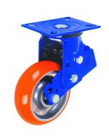 China 6 Inch Heavy Duty AGV Shock Absorbing Caster Wheel 350kg Load Aluminum Core PU Industrial Caster for sale
