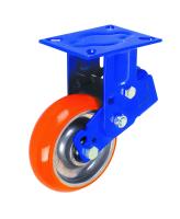China 6 Inch Heavy Duty AGV Shock Absorbing Caster Wheel 350kg Load Aluminum Core PU Industrial Caster for sale