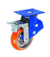China 6 Inch Heavy Duty AGV Shock Absorbing Caster Wheel 350kg Load Aluminum Core PU Industrial Caster for sale
