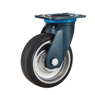 China 4-8 Inch Heavy Duty Non Marking Rubber Caster Wheels 280-450 kg Capacity Industrial Swivel for sale