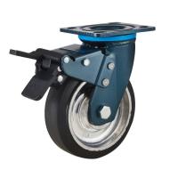 China 4-8 Inch Heavy Duty Non Marking Rubber Caster Wheels 280-450 kg Capacity Industrial Swivel for sale