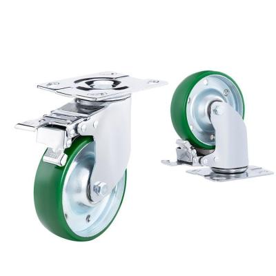 China Industrial Steel Rim Cast PU Caster Wheels 360 Degree Swivel Heavy Duty Polyurethane Casters 2000kg Load Capacity for sale