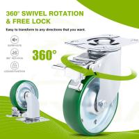 China Industrial Steel Rim Cast PU Caster Wheels 360 Degree Swivel Heavy Duty Polyurethane Casters 2000kg Load Capacity for sale