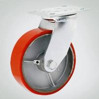 China 4 Inch Heavy Duty Cast Iron Core PU Caster Wheels 250-450kg Load Capacity for sale
