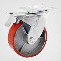 China 4 Inch Heavy Duty Cast Iron Core PU Caster Wheels 250-450kg Load Capacity for sale