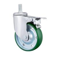 China 4 5 6 Inch Heavy Duty Steel Core Green PU Caster Wheels 360 Swivel for sale