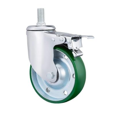 China 4 5 6 Inch Heavy Duty Steel Core Green PU Caster Wheels 360 Swivel for sale