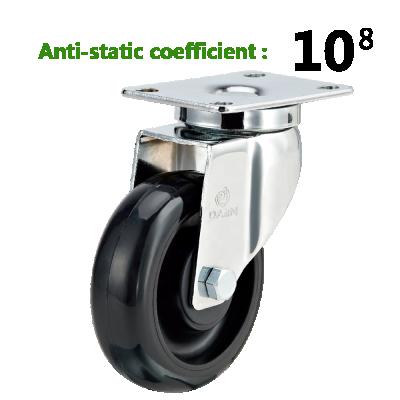 China 125mm Industrial ESD Anti-Static PU Caster Wheels 130kg Medium Duty Conductive Swivel Casters for sale