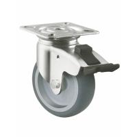 China Grey Silent TPR Caster Wheels 2 3 4 Inch Swivel Top Plate Locking Castors for Supermarket Trolleys for sale