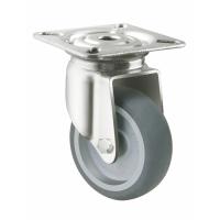 China Grey Silent TPR Caster Wheels 2 3 4 Inch Swivel Top Plate Locking Castors for Supermarket Trolleys for sale