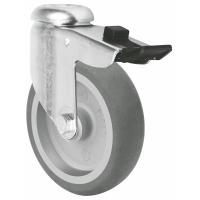 China Grey Silent TPR Caster Wheels 2 3 4 Inch Swivel Top Plate Locking Castors for Supermarket Trolleys for sale