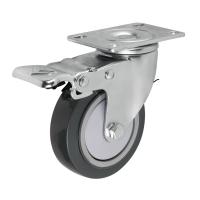 China 3 / 4 / 5 Inch Grey Swivel PU Caster Wheel Top Plate Medium Duty Logistics & Warehouse Trolley Casters for sale