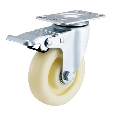 China Medium Duty 3-5 Inch PP Polypropylene Swivel Caster Wheel with Top Plate and Brake for Industrial Trolleys for sale