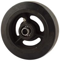 China Heavy Duty 4 Inch Cast Iron Core Rubber Swivel Caster Wheel with Top Plate Brake 180kg Load Capacity for sale