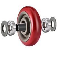 China 4 Inch Plate Swivel Red PU Caster Wheels with Brake 300 lbs Load Polyurethane Workbench Casters for sale