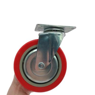 China Medium Duty 3 4 5 Inch Red PVC Universal Caster Wheels Single Ball Bearing 90 110kg Load for sale