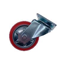 China Korea Style Red PU Round Caster Wheel 3.5mm Plate Thickness Swivel Caster 130kg Load Capacity for sale