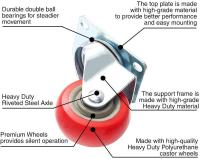 China Medium Duty Double Ball Bearing Swivel Caster Wheels 3-5 Inch 90-130kg Load Capacity PU PVC PP for sale