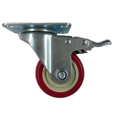 China Medium Duty Double Ball Bearing Swivel Caster Wheels 3-5 Inch 90-130kg Load Capacity PU PVC PP for sale