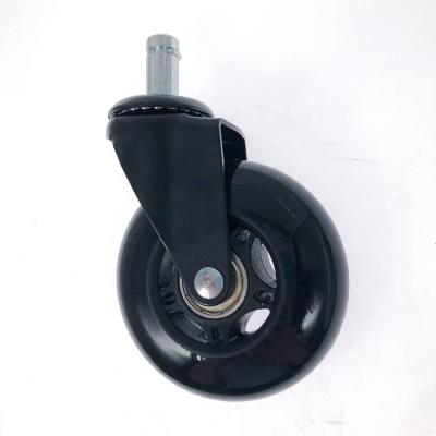 China 3 Inch 75mm Transparent Black PU Office Chair Caster Wheels Smooth Noiseless Floor Protecting Casters for sale