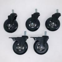 China 3 Inch 75mm Transparent Black PU Office Chair Caster Wheels Smooth Noiseless Floor Protecting Casters for sale