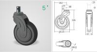 China Threaded Stem TPR Medical Caster Wheel 2 Inch Waterproof Anti Rust Nylon Hospital Equipment Caster for sale