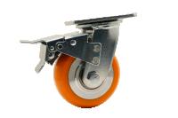 China Extra Thick Polyurethane Tread Aluminum Core Swivel Caster Wheel 900 lb Load Capacity 200 mm Diameter for sale