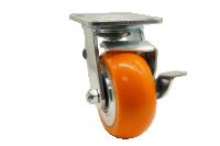 China Side Brake Swivel Cast PU on Aluminum Core Heavy Duty Industrial Caster Wheel 150mm for sale