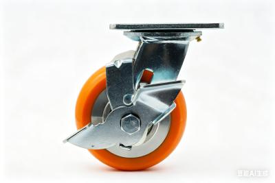 China Side Brake Swivel Cast PU on Aluminum Core Heavy Duty Industrial Caster Wheel 150mm for sale