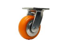 China Heavy Duty 900 lbs Polyurethane Caster Wheels 8 Inch Swivel Cast Iron Core with Double Ball Bearings for sale