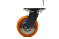 China Heavy Duty 900 lbs Polyurethane Caster Wheels 8 Inch Swivel Cast Iron Core with Double Ball Bearings for sale