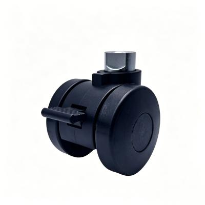 China 60 mm Nylon Twin Wheel Leveling Adjustable Brake Lock Furniture Caster 120 kg Load Capacity for sale