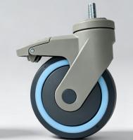 China Medical Grade TPR Caster Wheel 75mm with Dual Lock Brake All Plastic Hospital Bed Caster for sale