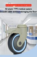 China Medical Grade TPR Caster Wheel 75mm with Dual Lock Brake All Plastic Hospital Bed Caster for sale