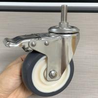 China Double Ball Bearing TPR Stainless Steel 304 Casters Industrial Swivel Brake Wheel for sale