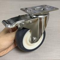 China Double Ball Bearing TPR Stainless Steel 304 Casters Industrial Swivel Brake Wheel for sale