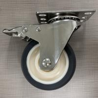 China Double Ball Bearing TPR Stainless Steel 304 Casters Industrial Swivel Brake Wheel for sale