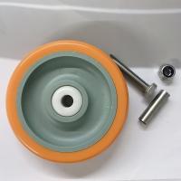 China 75 100 125mm Stainless Steel 304 Medium Duty Orange PU Polyurethane Caster Wheel with Delrin Bearings for sale