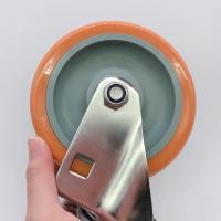 China 75 100 125mm Stainless Steel 304 Medium Duty Orange PU Polyurethane Caster Wheel with Delrin Bearings for sale