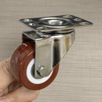 China 50mm 2 inches Gold diamond double ball bearings maroon red Polyurethane caster wheel for sale