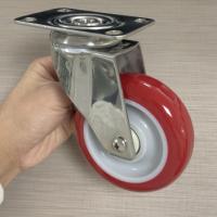 China 100mm Stainless Steel Heavy Duty PU Casters Wheel With Brake 4 Inch Medium Duty PU Casters Wheel With Double Bearing for sale