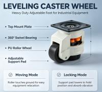 China Leveling Adjustable Caster Wheel Heavy Duty 50kg Load Capacity Retractable Swivel Casters for Industrial Machine Cabinet for sale