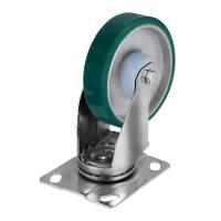 China 4/5/6inch PU Wheel Casters Swivel Top Plate Threaded Stem Castor Automobile Industry Medium Heavy Duty Steel Core Casters Wheel for sale