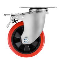 China High Load Factory Direct 120-200kgs Industrial Swivel Red Pu 3 4 5 6 Inch Medium-Heavy Duty Caster Wheel for sale