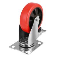 China High Load Factory Direct 120-200kgs Industrial Swivel Red Pu 3 4 5 6 Inch Medium-Heavy Duty Caster Wheel for sale