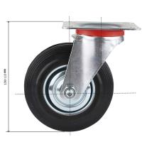 China 3 3.5 4 5 6 8 Inch Zinc Plated Black Solid Rubber Oil Proof Wheel Castor Rigid Swivel Locking Brake Trolley Cart Garbage Casters for sale